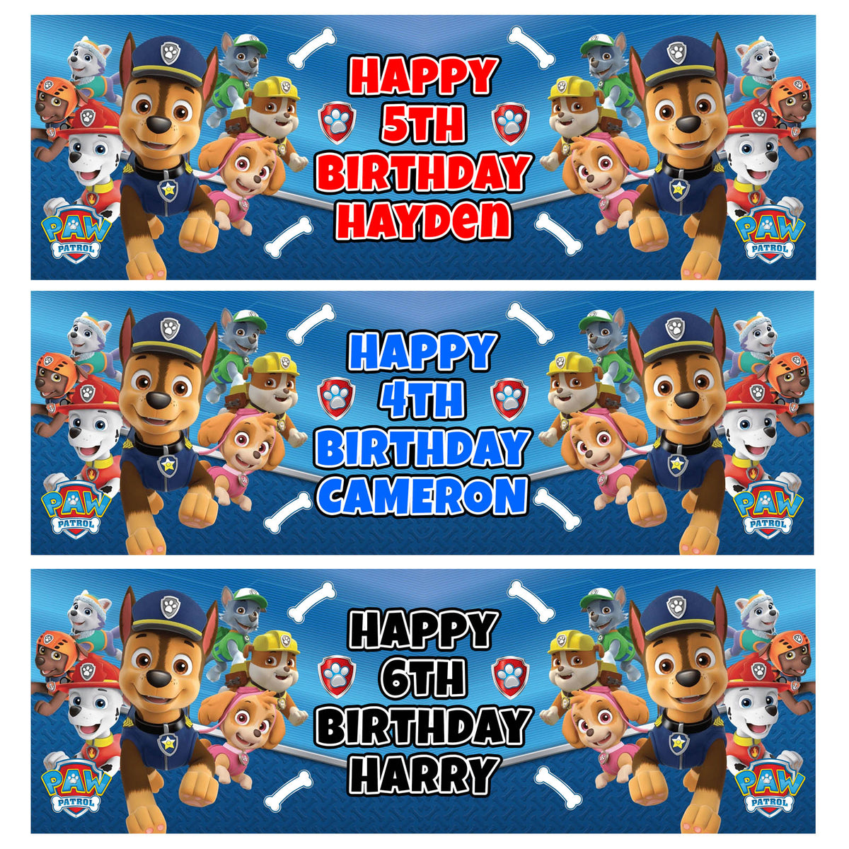 PAW PATROL Personalised Birthday Banners – elephano.com