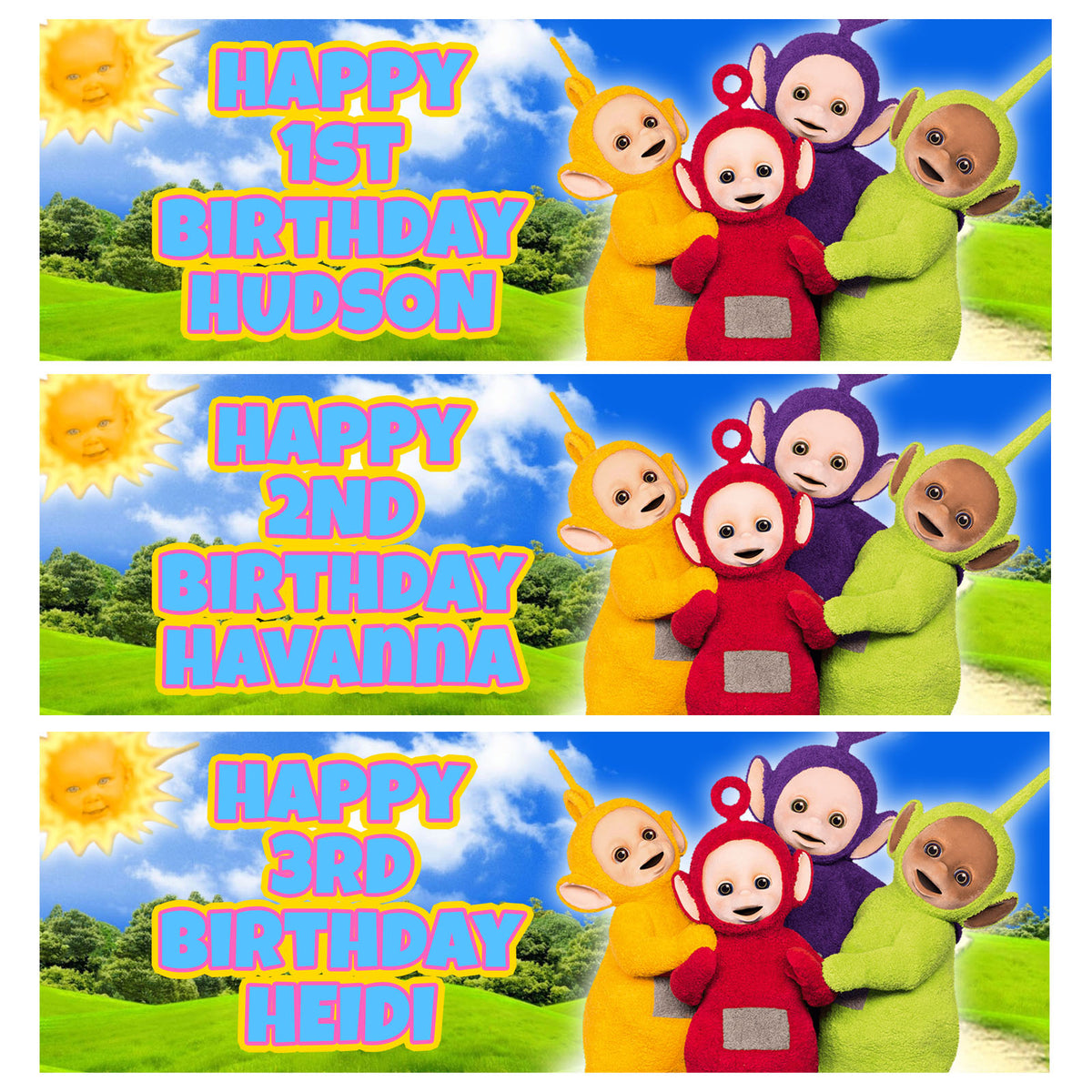 TELETUBBIES Personalised Birthday Banners - Teletubbies Party Banners ...
