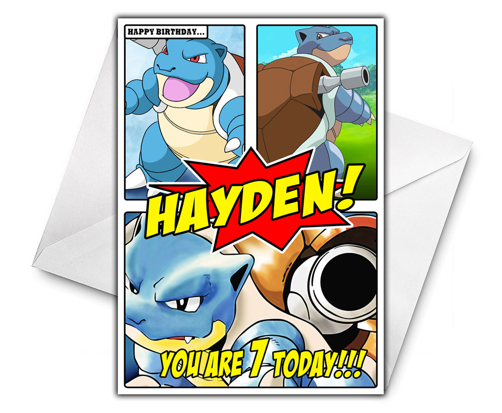 BLASTOISE POKEMON Personalised Birthday Card – elephano.com